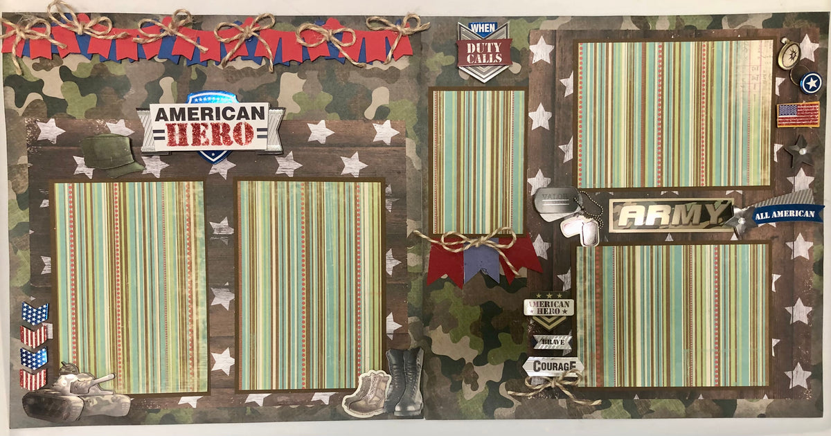 "American Hero" Pre-Made Scrapbook Layout – Amazing Grace Papercrafts